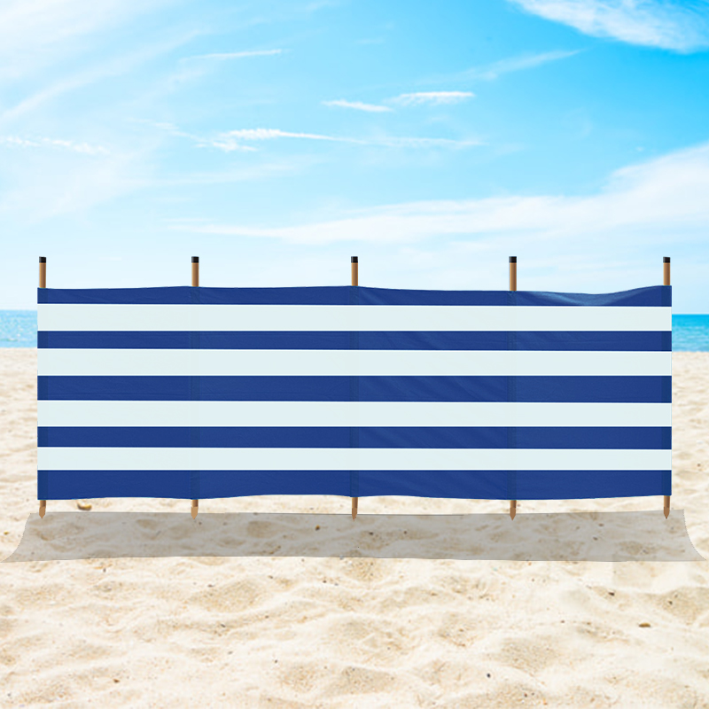 Navy Theme Wood Poles Windbreak Beach Wind Screen Privacy Windblocker ...